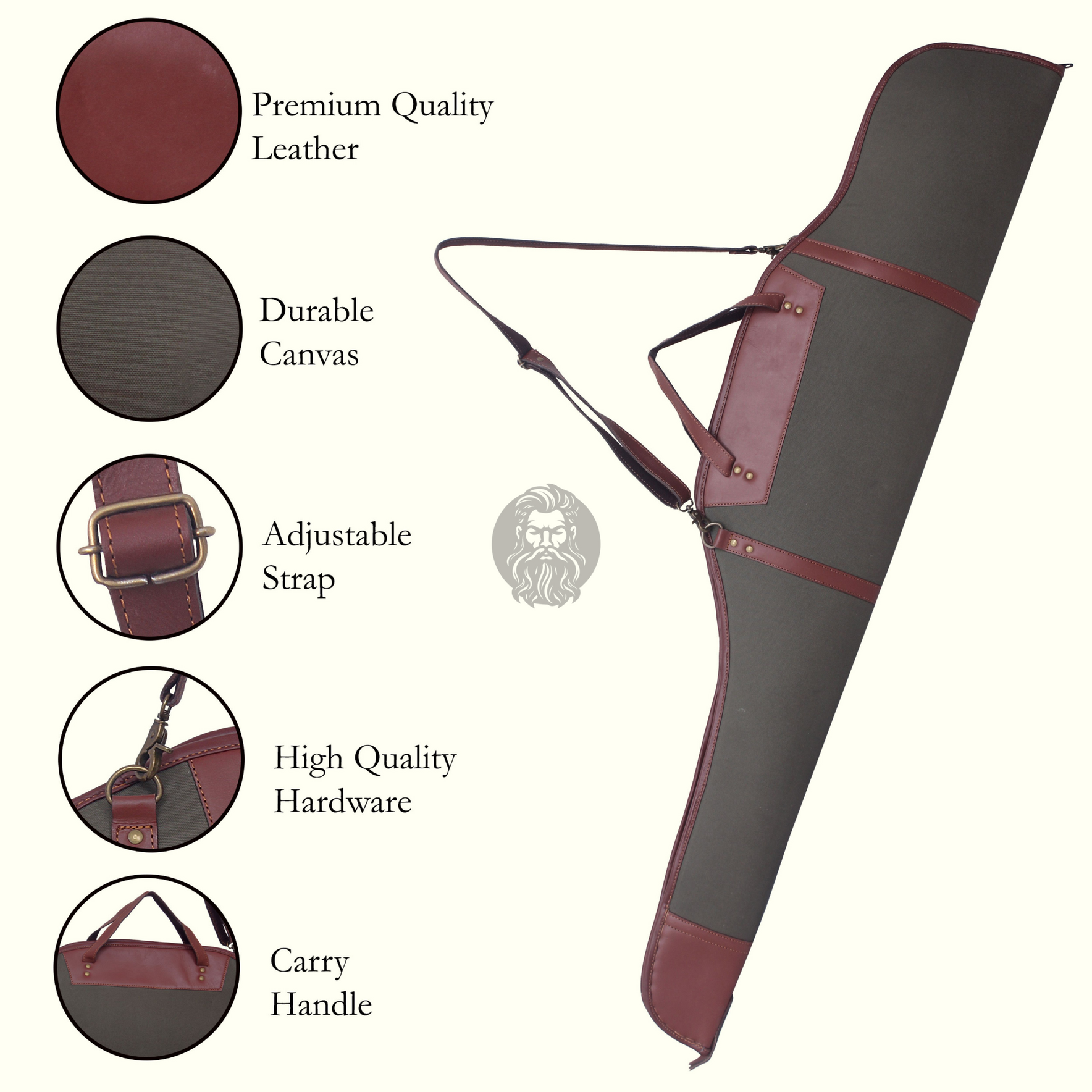 Handcrafted Leather Canvas Rifle Case