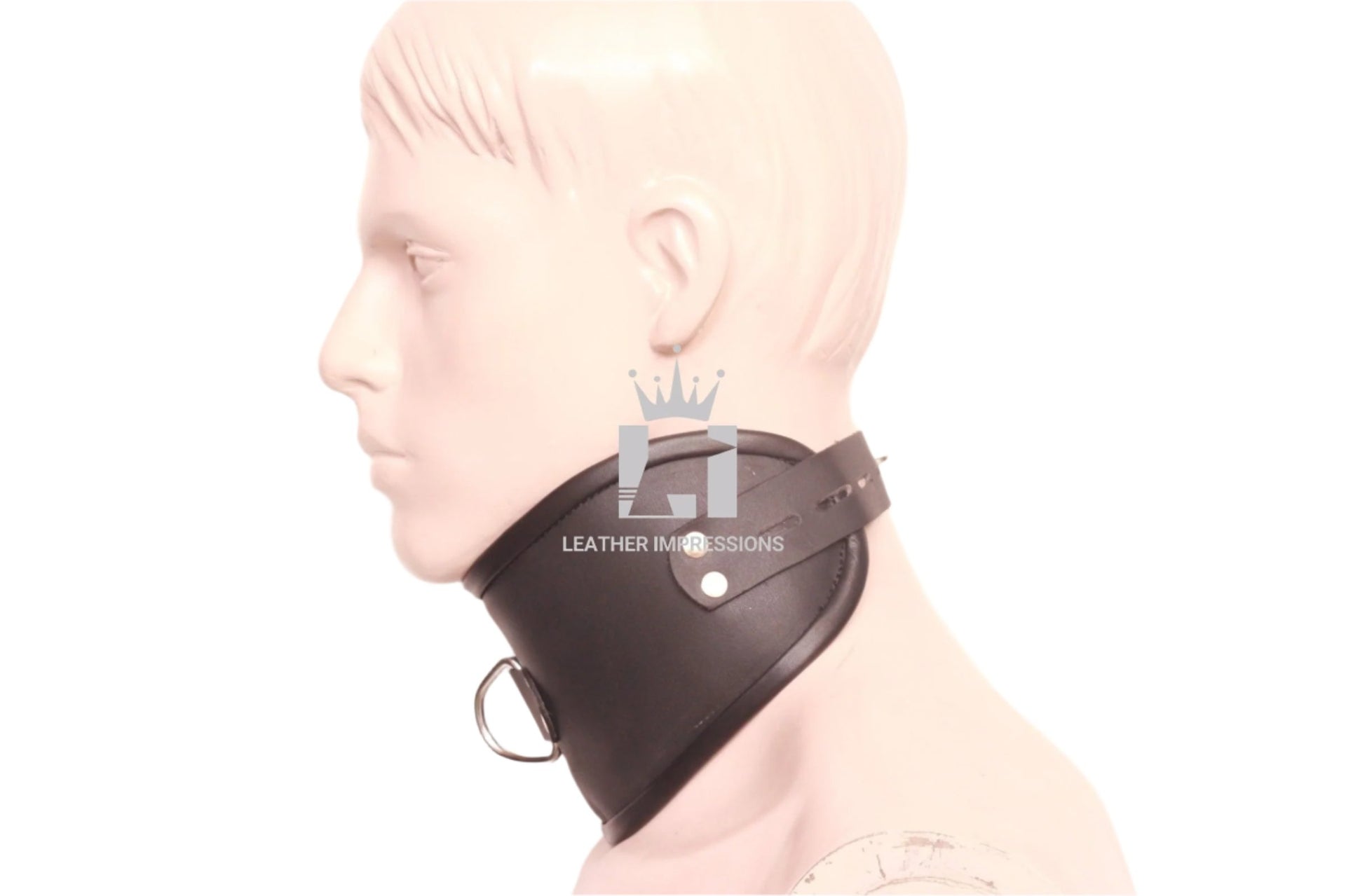 Locking Leather Bondage Posture Collar